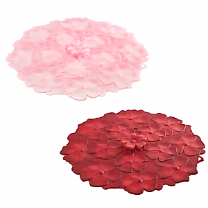 Charles Viancin - Set of 2 Geranium 4 Inch Silicone Drink Covers - Airtight Seal