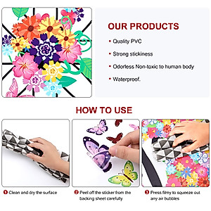 2 Sheets Flower Butterfly Girls Wall Decals for Bedroom Flower Fairy Wall Sticker and Murals Decorative Girl on Bicycle Girls Room Wall Stickers for Girls Kids Bedroom Birthday Party Favor