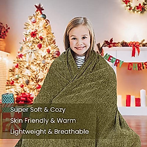 Vhorate Throw Blanket for Couch Sofa Bed Chair, 50in x 60in Soft Cozy Chenille Living Room Blanket with Tassel, Comfy All Seasons Suitable for Women Men and Kids