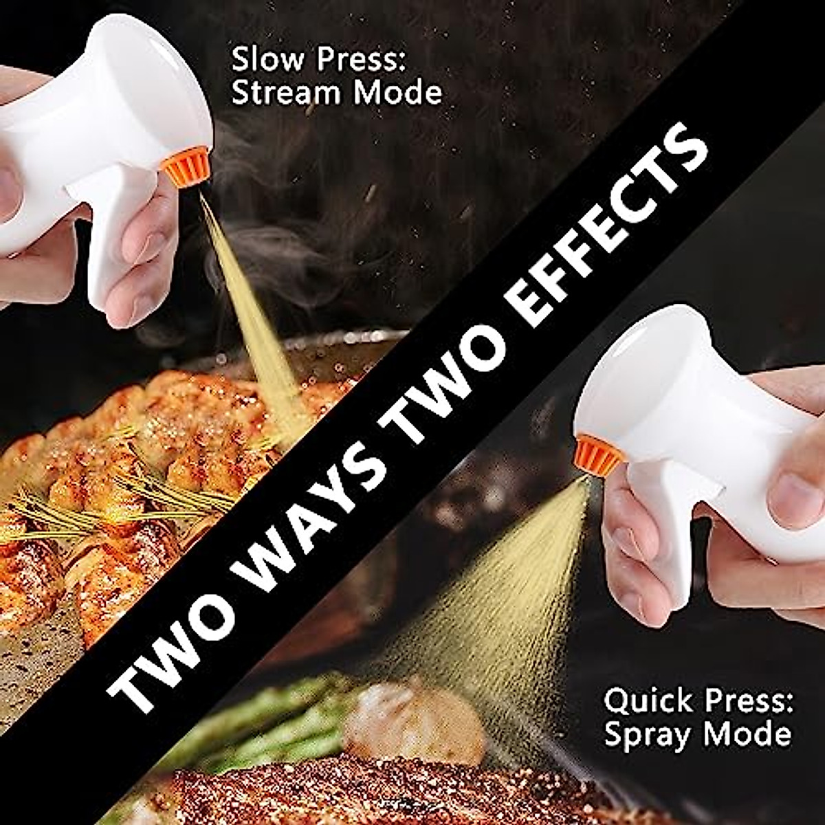 Calicage Olive Oil Sprayer for Cooking 230ml Glass Oil Spray Bottle for Kitchen Reusable Food Grade Oil Mister Spray Bottle for Air Fryer,Salad Making,Baking,BBQ (White)