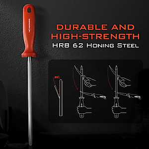 KastKing Intimidator Bait Knife with Sharpening Steel, Ultra-Sharp G4116 German Stainless-Steel Blades, Non-Slip Handle, Protective Sheath, 5'' Bait Knife and Honing Rod