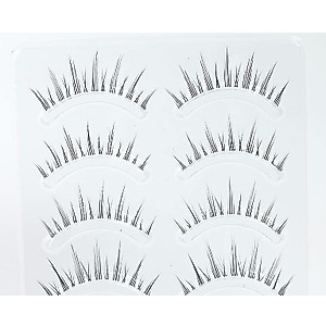 LASGOOS Fake Eyelashes Natural Look False Eye Lashes Daily Strip Cross Clear Band 6-12mm Cross Lashes Invisible Thin band Cute Lash for Wedding Daily Work Eye Makeup 5 Pairs