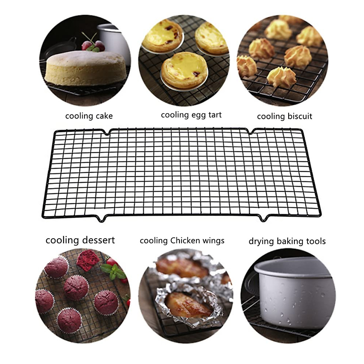 NatureMan Set of 2 Baking Cooling Rack, 16" x 10"Nonstick Wire Baking Rack，for Cooking, Roasting, Grilling, Easy to Clean