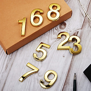 20 Pieces Mailbox Numbers for House Outside 0-9 Door Room Signs Self Adhesive Address Number Sticker for Office Wall Apartment Decorative(2 Inch,Gold)