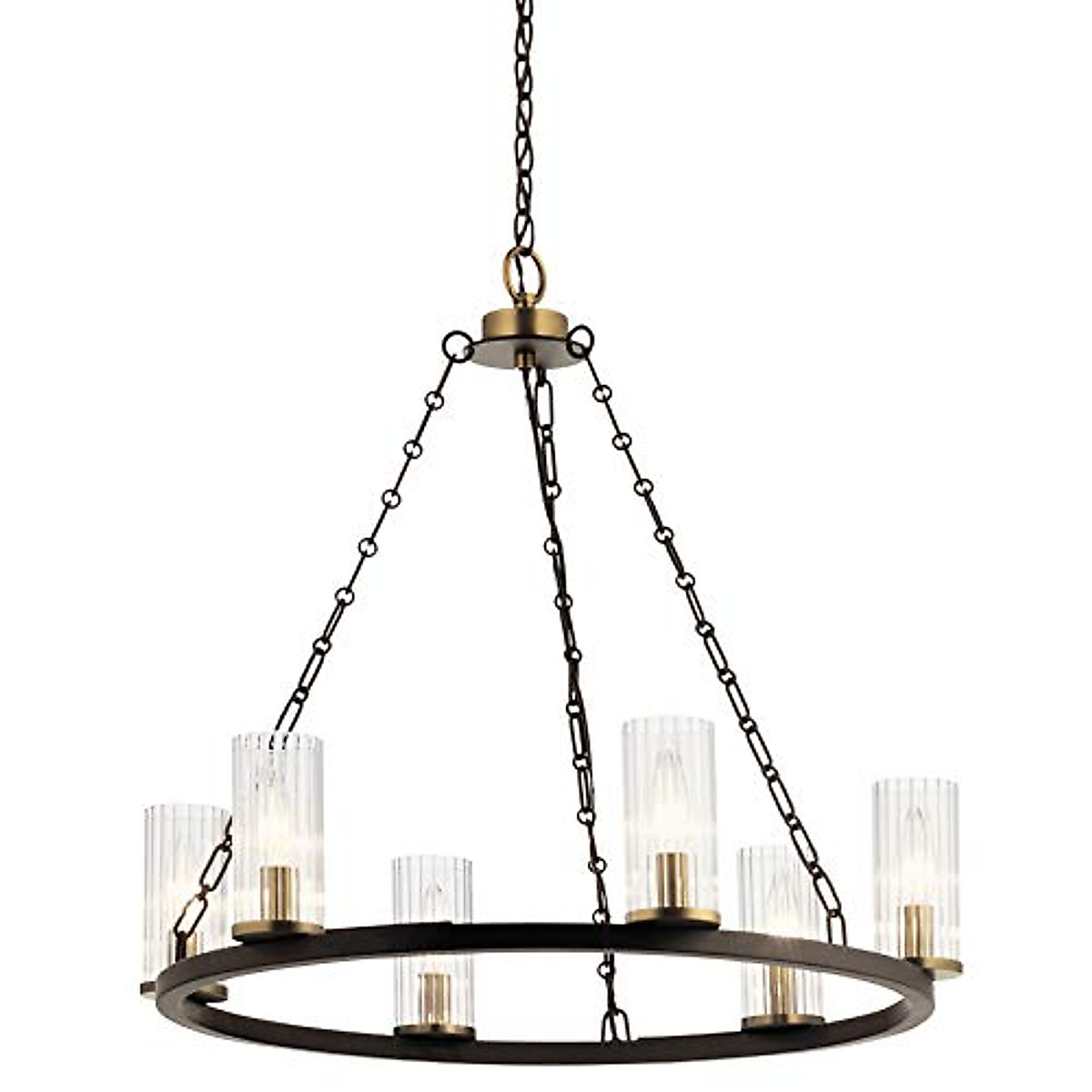 KICHLER Mathias 23" 6 Light Chandelier with Clear Ribbed Glass in Olde Bronze