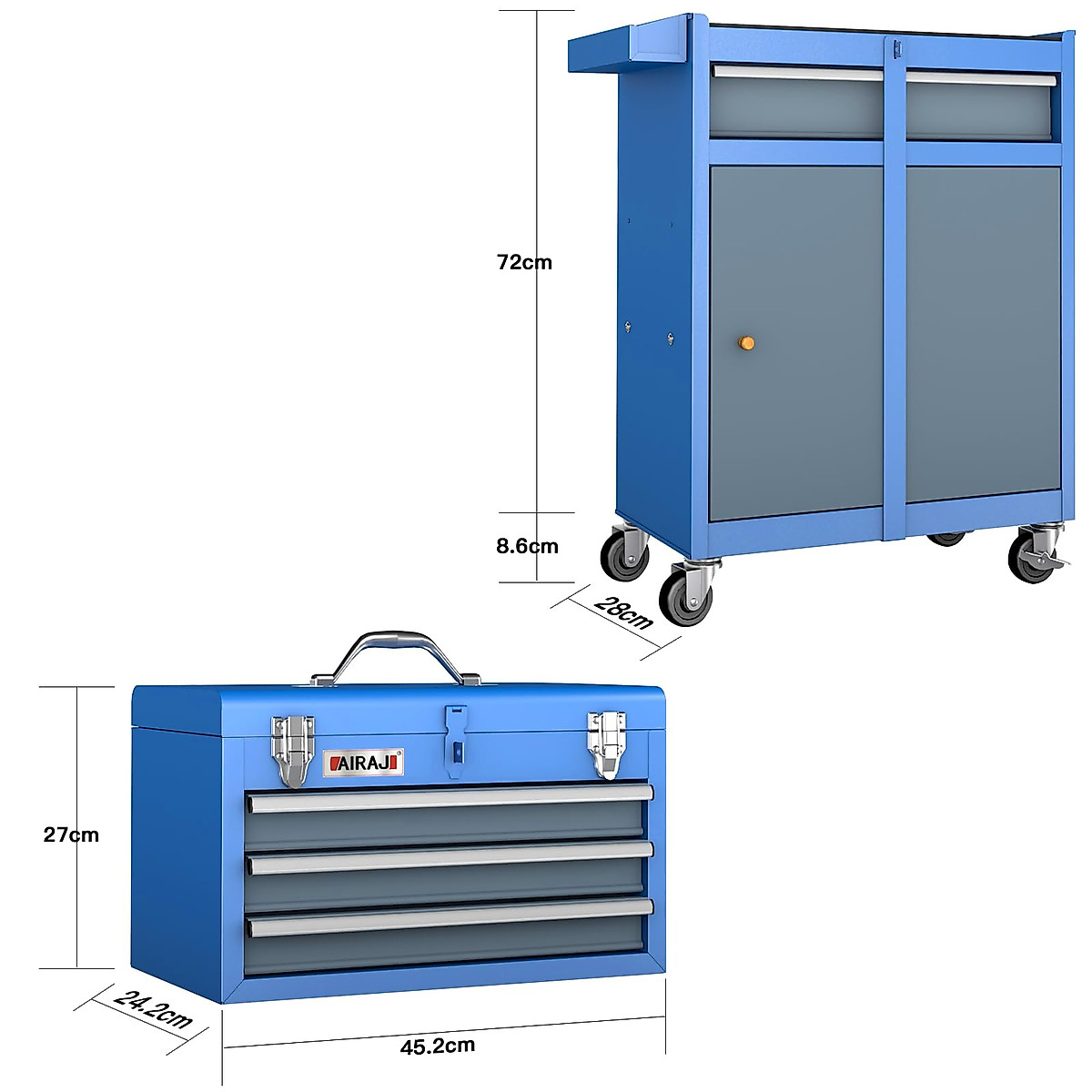 AIRAJ Tool Chest,Detachable Tool Chest with Wheels,Rolling Tool Chest for Workshops and Homes,High Capacity Tool Cabinet with Drawers,Professional Tool Box Organizer