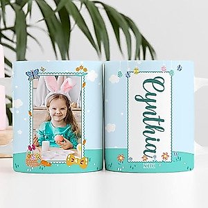 White Ceramic Coffee Mug Photo Mugs Personalized Picture Custom Name Birthday Easter Gifts For Women Friends Teen Girls Sisters Novelty Tea Cup Table Desk Accessories 11 And 15 Oz