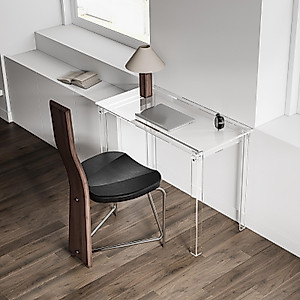 HMYHUM Acrylic Desk, 39.4" L x 19.7" W x 29.5" H, Clear Desk for Home Office for Laptop, Study, Writing, Vanity Table with Rectangular Legs, Modern, Easy Assembly