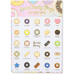 36 Pack Donut Bingo Cards for Girl Birthday Party, Donut Grow Up Game for Family (5 x 7 Inches)
