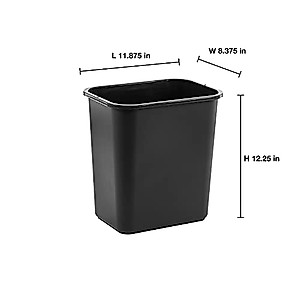 United Solutions 13 Quart / 3.25 Gallon Space-Efficient Trash Wastebasket, Fits Under Desk and Narrow Spaces in Commercial Office, Kitchen, Home Office, and Dorm, Easy to Clean, Black