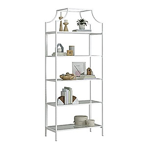 Sauder Anda Norr Bookcase, L: 30.00" x W: 14.49" x H: 70.87", White Finish
