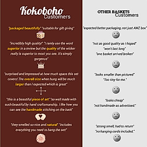 Kokoboho - Wall Basket Decor Set of 7 (Large Setup Sizes, for Example: 55" x 39" and 47" x 26") - Infused with Boho Style & Natural Elegance - Handcrafted Vietnamese Artistry with Seagrass. Basket sizes: 1 x 13.8", 2 x 13", 2 x 11.8", 2 x 11"