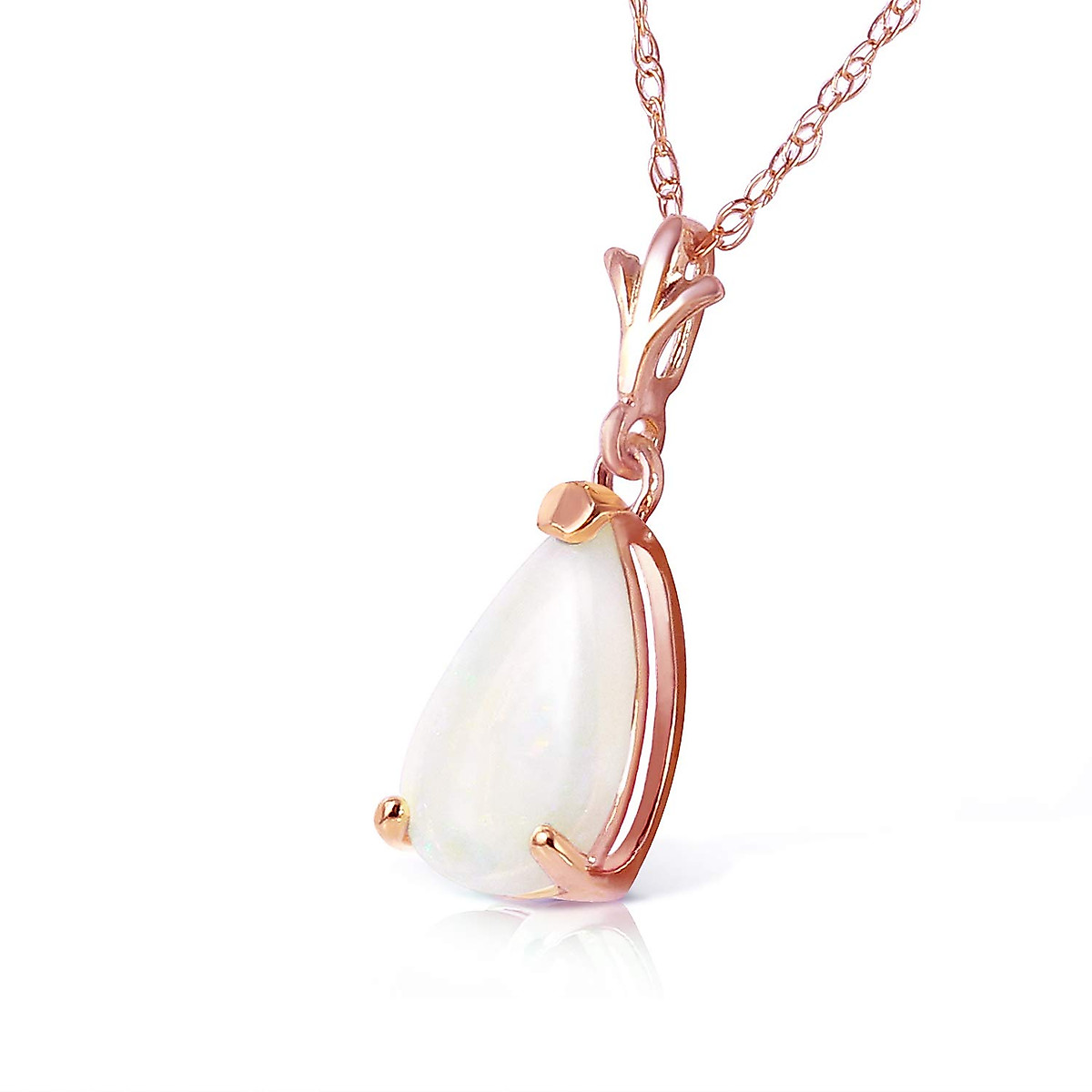 Galaxy Gold GG 14k 18" Rose Gold Natural Pear-shaped Opal Drop Pendant Necklace