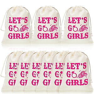 Dunzy 12 Pieces Let's Go Girls Party Bags Western Cowgirl Hangover Recovery Bags with Drawstring Bachelorette Hot Pink Bridal Shower Party Favor Bags Wedding Bachelor Party Supplies(5.9 x 7.9 Inch)