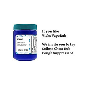 Amazon Brand - Solimo Chest Rub Cough Suppressant and Topical Analgesic, 3.53 Ounce