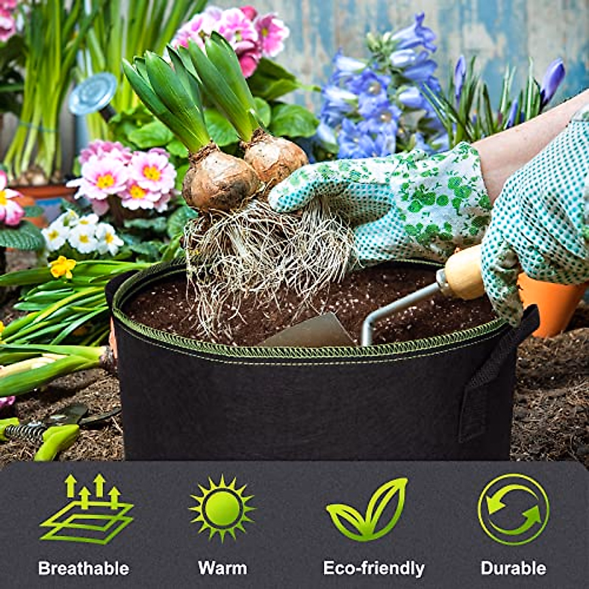 DECORLIFE 12-Pack Grow Bags, 3 Gallon Thickened Nonwoven Fabric Pots with Handles, Black, Come with Plant Labels