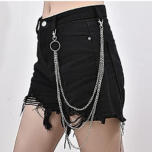 Zehope Layered Pant Chains Goth Chains Trousers Wallet Chain Jewelry for Men and Women(Silver)