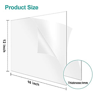 MaxGear 3 Pieces 12" x 16" Plexiglass Sheets, 1 mm Thick Clear Acrylic Sheet, Acrylic Panel with Protective Film for Handcraft, DIY Display Projects, Photo Frame, Sign, Dust Cover, Painting