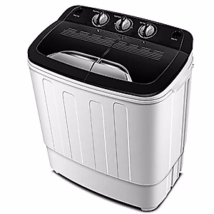 Portable Washing Machine TG23 - Twin Tub Washer Machine with 7.9lbs Wash and 4.4lbs Spin Cycle Compartments by Think Gizmos