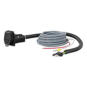 CURT 57186 4-Way Flat Vehicle-Side to 7-Way RV Blade Trailer Adapter with Brake Controller Wiring