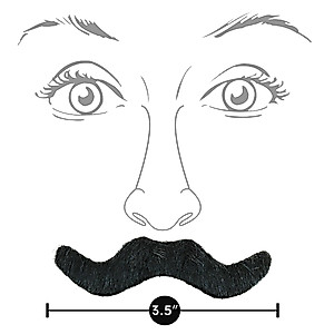 Skeleteen Self Adhesive Party Mustaches - Hairy Fake Black Sticker Mustache - 3 Piece Set