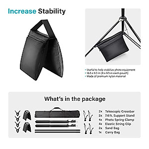 Julius Studio 10.1 ft. Extra Wide & 7.6 ft. Tall (122 x 91 inch) Backdrop Stand, Background Support Equipment, Great fit for 10 ft. Screens, Complete Accessory Kit for Photo Video Studio, JSAG283