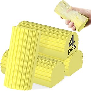 Fikoksol 4pcs Damp Dusting Sponge Yellow, Household Clean Sponges Duster for Cleaning Baseboards Blinds, Vents, Window Trunk, Scrub Magic Sponge Eraser Reusable Wet Sponges Cleaning Supplies Tool