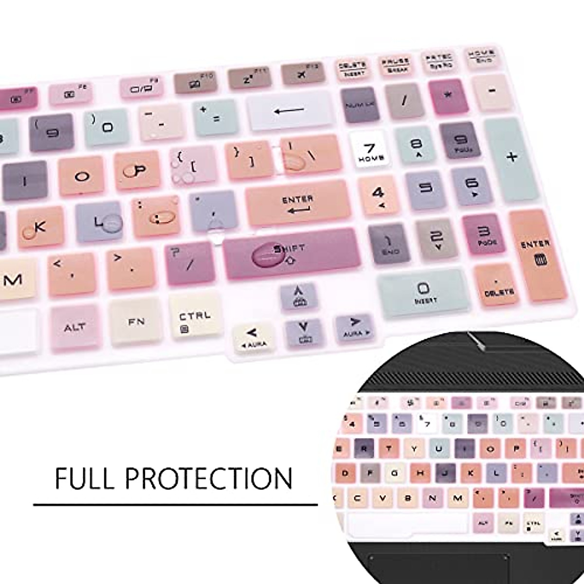 WYGCH Silicone Keyboard Cover Skin for ASUS Tianxuan 15.6 inch/Tianxuan Plus 17.3 inch for ASUS Flying Fortress 8 FA506 Gaming Laptop USA Version(Flame Colorful)