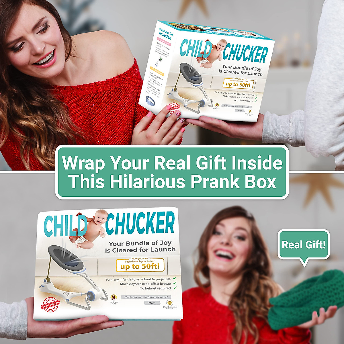 Witty Yeti Hilarious Child Chucker Gag Gift Empty Box Wrap Your Real Present Inside to Prank Friends or Family with This Practical Joke for Men or Women. Funny Idea for New Parents or Baby Shower.