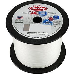 Berkley x9 Braid Superline, Crystal, 50lb test | 69 lbC | 31.5kg, 2188yd | 2000m Fishing Line, Suitable for Freshwater and Saltwater Environments
