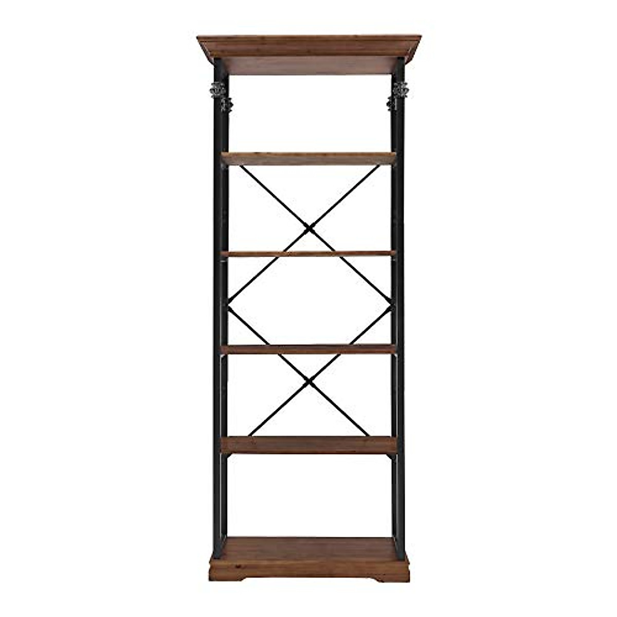 Danya B Juanita 6-Tier Etagere Wood and Metal Open Bookcase GH9006BW | Real Wood and Metal Freestanding Bookshelf | Industrial, Rustic, Farmhouse Style