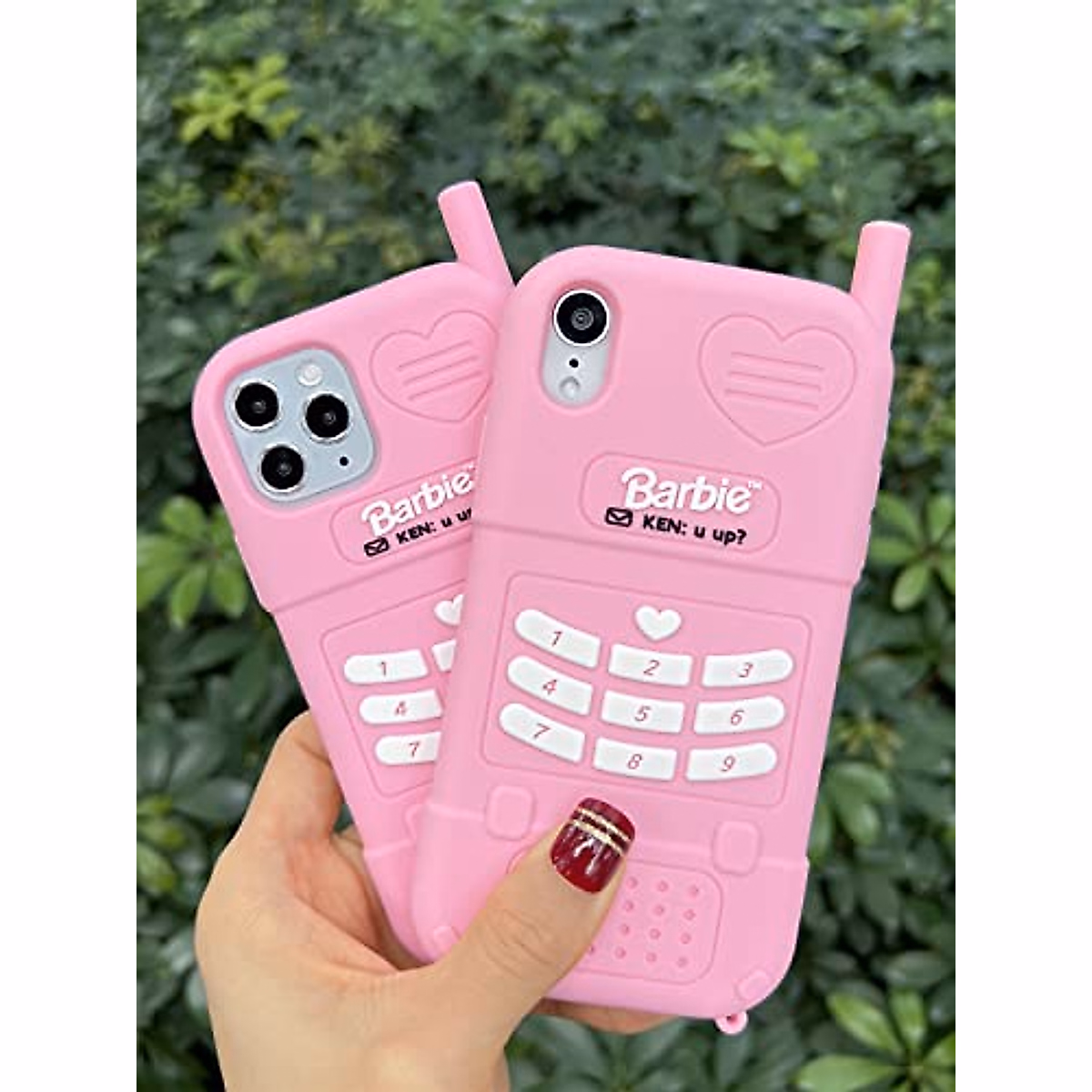 Filaco Pink Silicon Case Compatible with iPhone XR 6.1inch, 3D Cute Pink Retro Phone Case, Soft Protective Cover for Women Girls
