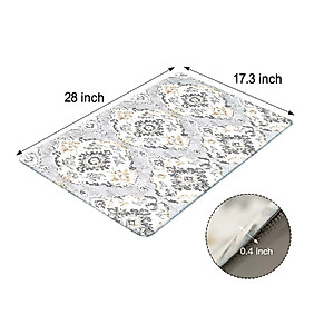 Jabogrii Kitchen Rugs Set 2 Piece Cushioned Anti Fatigue Mats PVC Non Slip Waterproof Kitchen Runner Rug Comfort Standing Foam Mat for Floor, Sink, Laundry 17.3"X47"+17.3"X29"