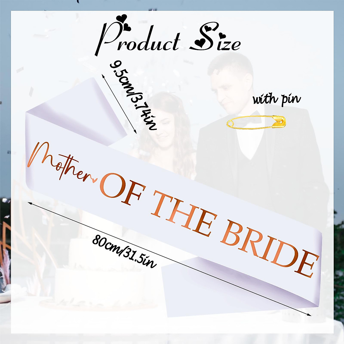 Generic 2 Pcs Mother of the Bride and Groom Sashes with Rose Gold Foil, White Bachelorette Party Sash for Bridal Shower Engagement Supplies Gifts Wedding Accessories, ZY-005MotherBG2Sash