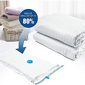 rabofly Premium Vacuum Storage Bags, 80% More Storage, 6 Pack (2 x Jumbo, 2 x Large, 2 x Small) Double Zip Seal for Duvets, Bedding, Pillows, Clothes, Quilts, Sweater, Comforters