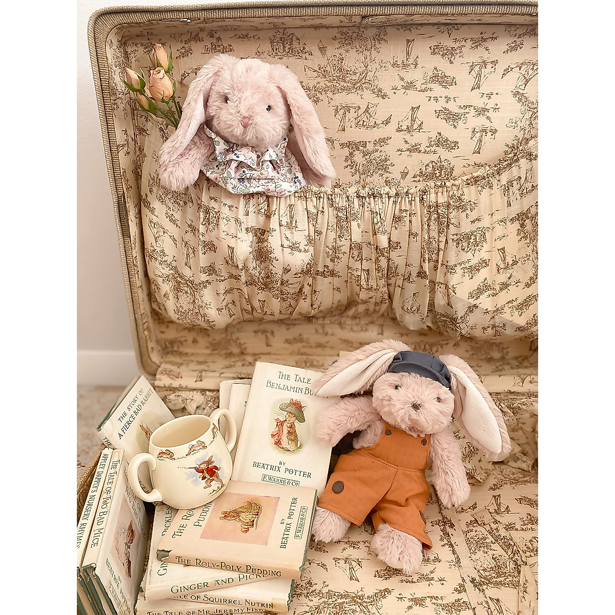 MON AMI Benjamin Bunny Stuffed Animal Plush Toy 8" Dressed Bunny with Floppy Ears, Soft & Cuddly RABIT Stuffed Animal, Gift for Kids of All Ages