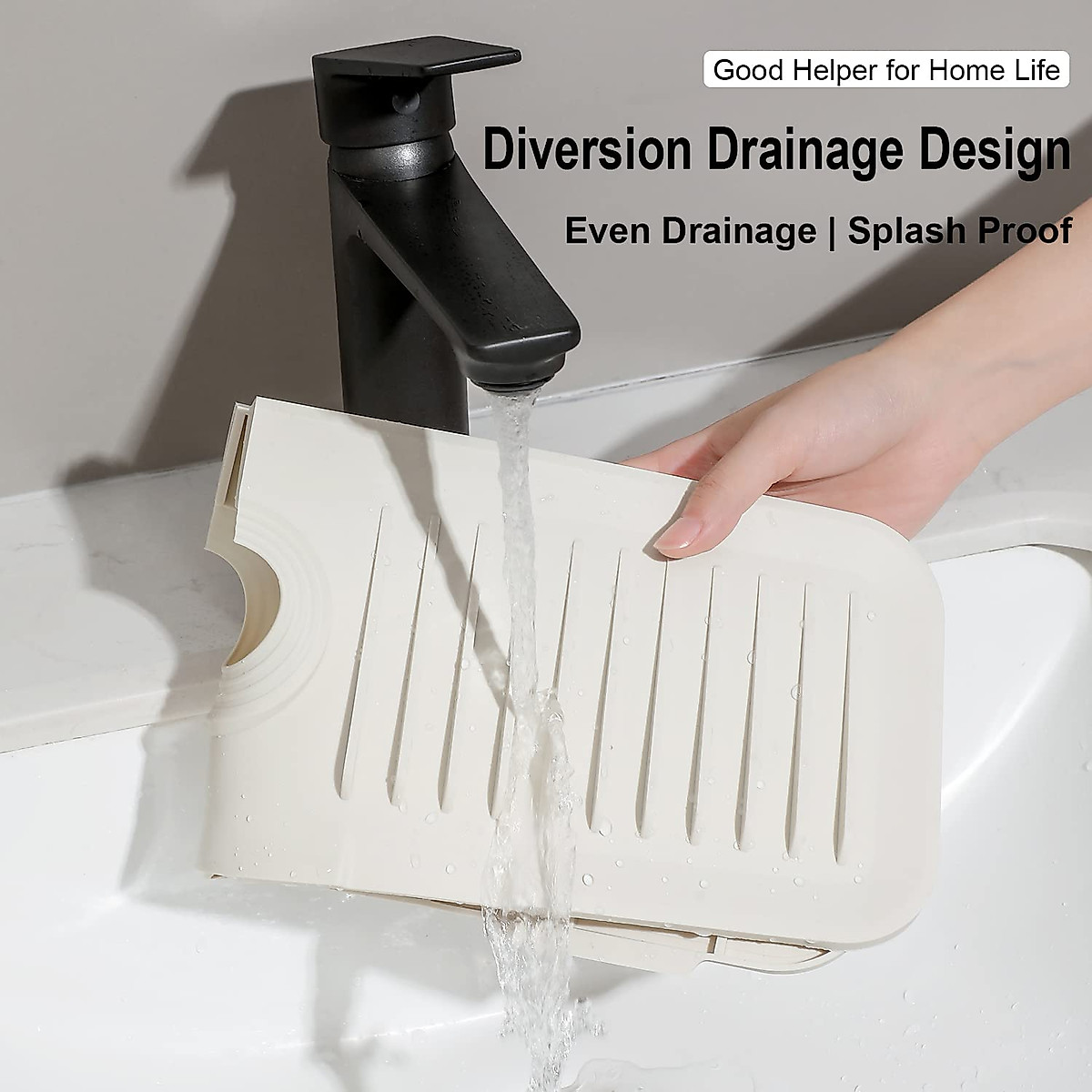 Silicone Faucet Mat, Silicone Faucet Handle Drip Catcher Tray Mat, Dish Soap Sponge Holder for Kitchen Sink Accessories, Drying Mat for Kitchen Counter & Bathroom Kitchen Sink Splash Guard