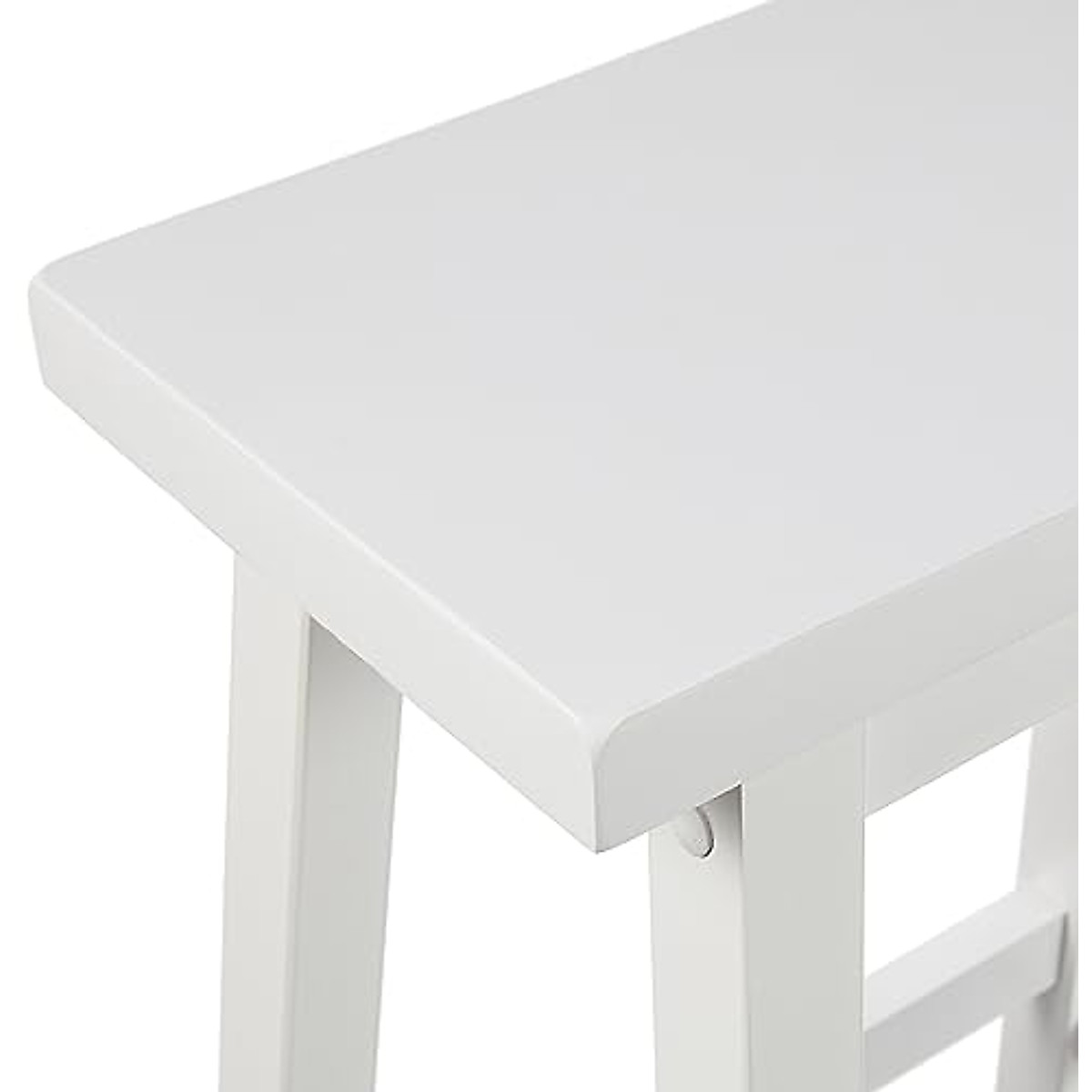 Amazon Basics Solid Wood Saddle-Seat Counter Height Kitchen Island Barstool, 24-Inch Height, White - Set of 2