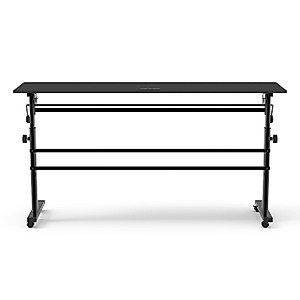 Stand Up Desk Store Crank Adjustable Height Flip Top Rolling Conference Classroom Table (Black Frame/Black Top, 71" Wide)