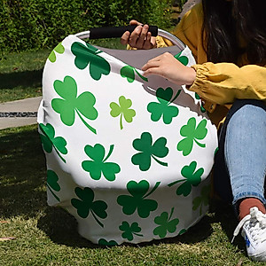 Baby Car Seat Cover Stretchy Nursing Breastfeeding Covers St. Patrick's Day Lucky Shamrock Pave Infant Carseat Canopy for Boys Girls, Shopping Cart/Stroller Canopy/High Chair Cover