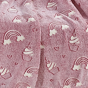 Elegant Comfort Glow in The Dark Lightweight Throw Blanket - Ultra Soft, Fuzzy and Cozy Luminous Blanket - All Season Decorative for Kids Throw Blankets, 50 X 60 inches, Pink Rainbow