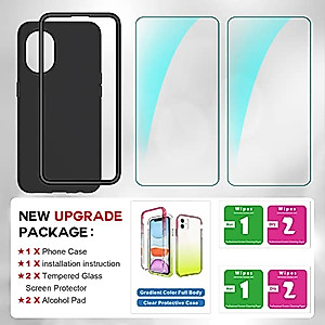 LeYi OnePlus Nord N20 5G Case with 2 Tempered Glass Protectors, 360 Full-Body Shockproof Soft Silicone Cover, Black