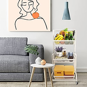 UPGLOW 3-Tier Metal Rolling Utility Cart, Adjustable Kitchen Storage Cart with Removable Mesh Baskets, Storage Trolley with Handle and Lockable Wheels for Kitchen, Bathroom, Office, Coffee Bar