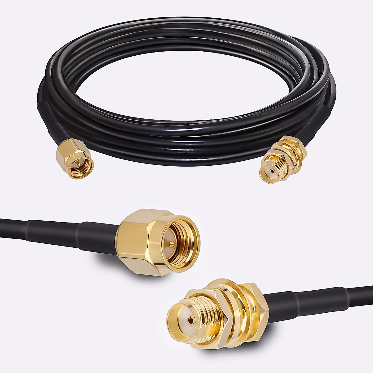 CAPChang RG174 Coaxial Cable SMA Female to SMA Male SMA Antenna Cable, 16FT/5M, Additional SMA to SMA/RPSMA Adapter Kit for Router/Antenna/Signal Booster/Wireless Adapter, etc