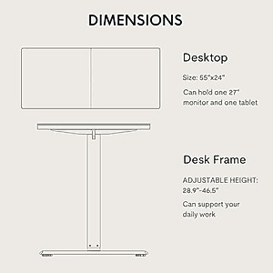 FLEXISPOT Electric Standing Desk 55 x 24 Inch Adjustable Height Desk Home Office Computer Workstation Sit Stand Desk, Black Top + Black Frame