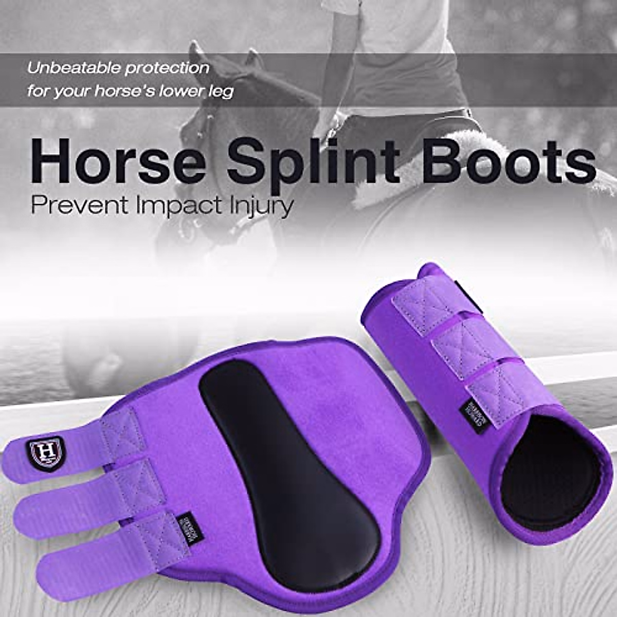 Harrison Howard Essential Horse Splint Boots Sport Brushing Boots for Horse-Regal Purple