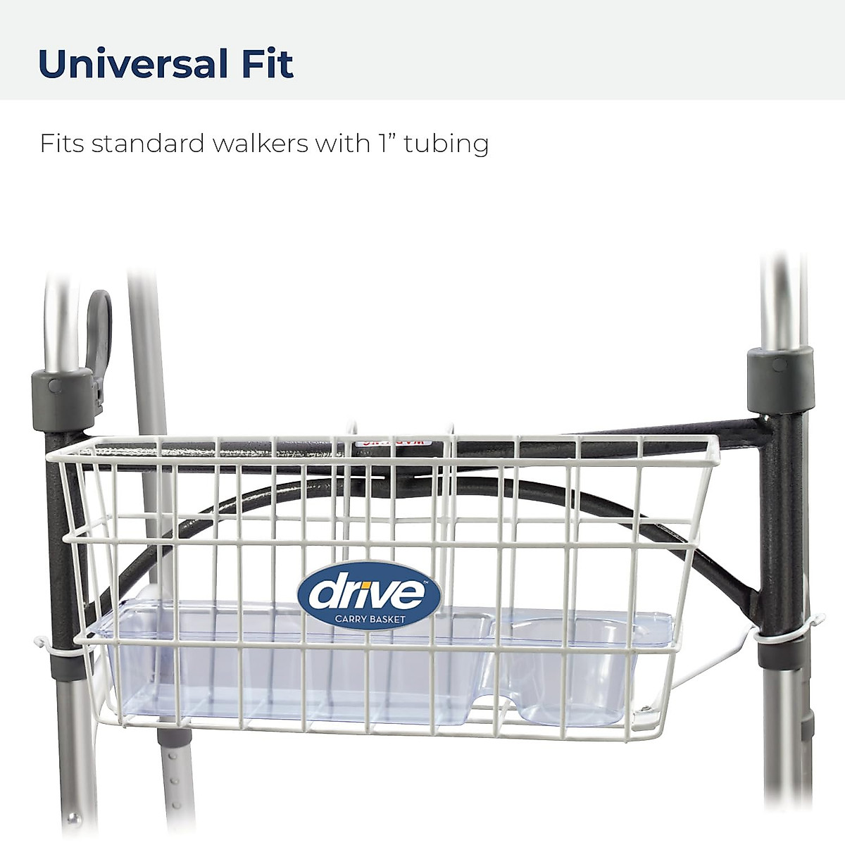 Drive Medical 10200B Walker Basket with Plastic Cup Holder, White