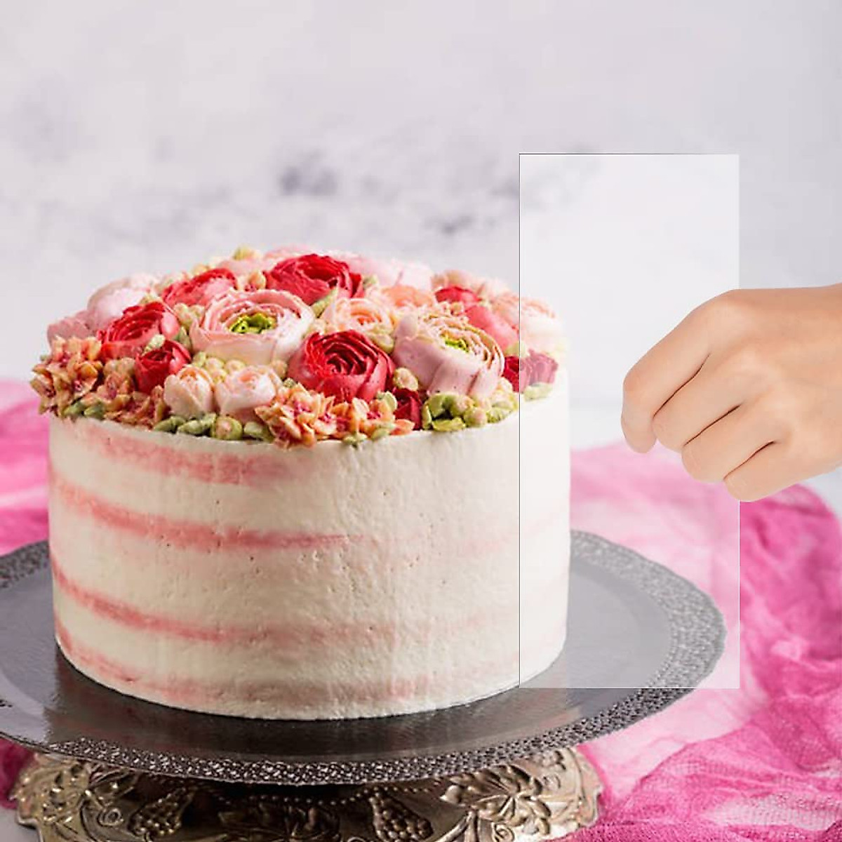 N/C 6Pcs 9.45 Inch Clear Acrylic Cake Scraper Icing Frosting Buttercream Decoration Comb Saw Tooth Set, Edge Smoother in 11 Patterns for DIY Cream Mousse, Kitchen Supplies 9.45*3.94*0.08