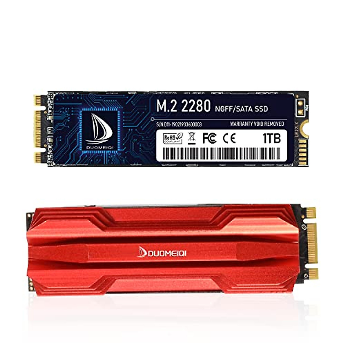 DUOMEIQI 1TB PCIe3.0 M.2 2280 Internal SSD High Performance Solid State Drive up to 520MB/s for Desktop Laptop Computer(1TB NVME + Red Aluminum Heatsink)