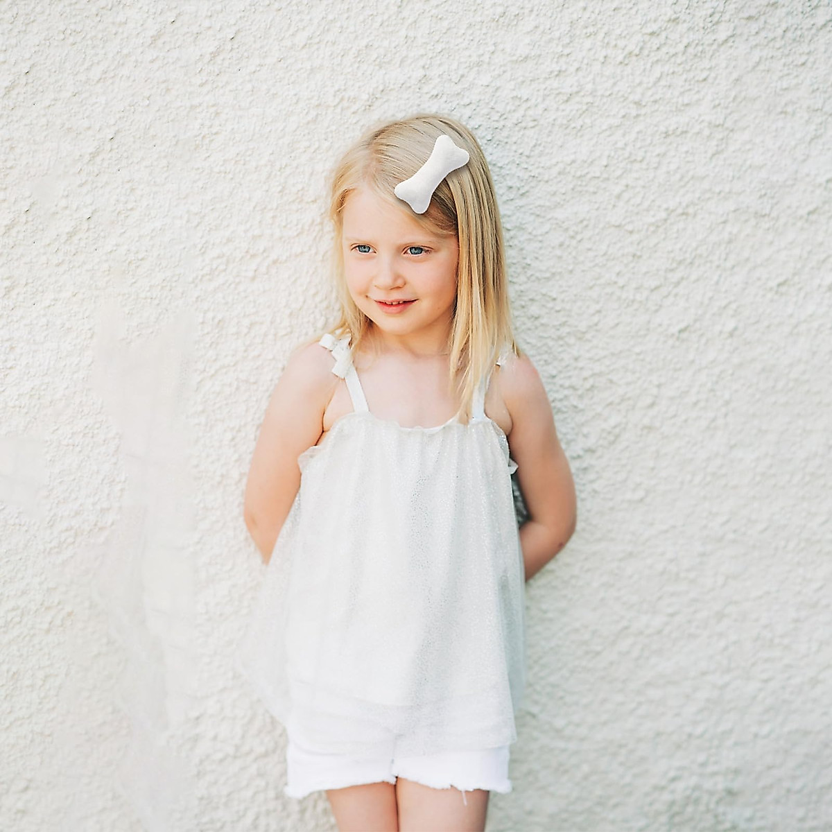 Cumwoen Women Costume Accessory Set with White Bead Necklace Earrings Skeleton Bone Hair Clips Halloween Cave Cosplay Party Supplies for Wilma Pebble Flintstone